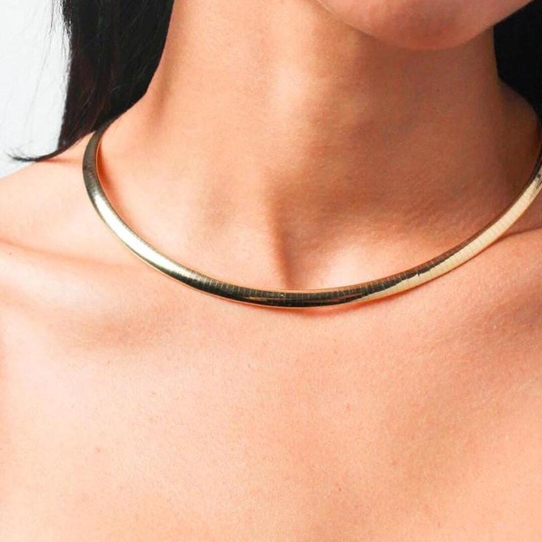 Omega Chain, Solid Gold Necklace, 14K Gold Chain Necklace, Bridal ...