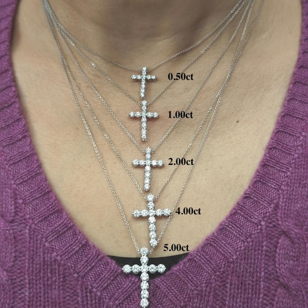 Lab Grown Diamond Cross Necklace - Etsy