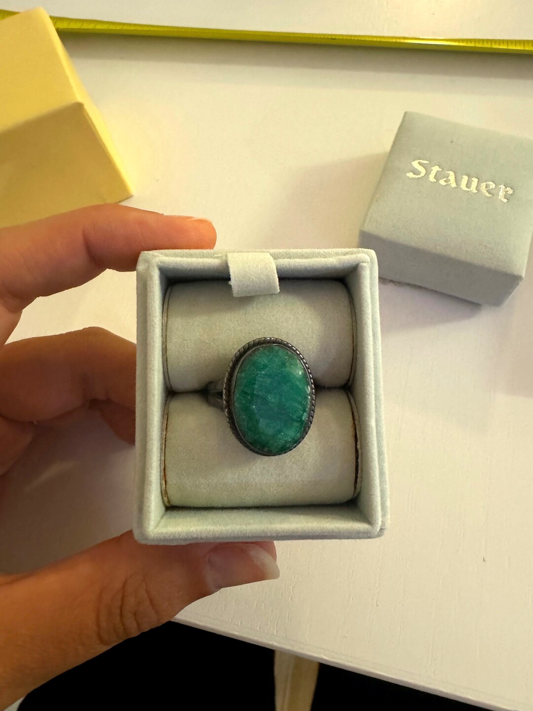 Stauer Carnival Genuine Emerald and Silver Ring Size 8, With Original ...