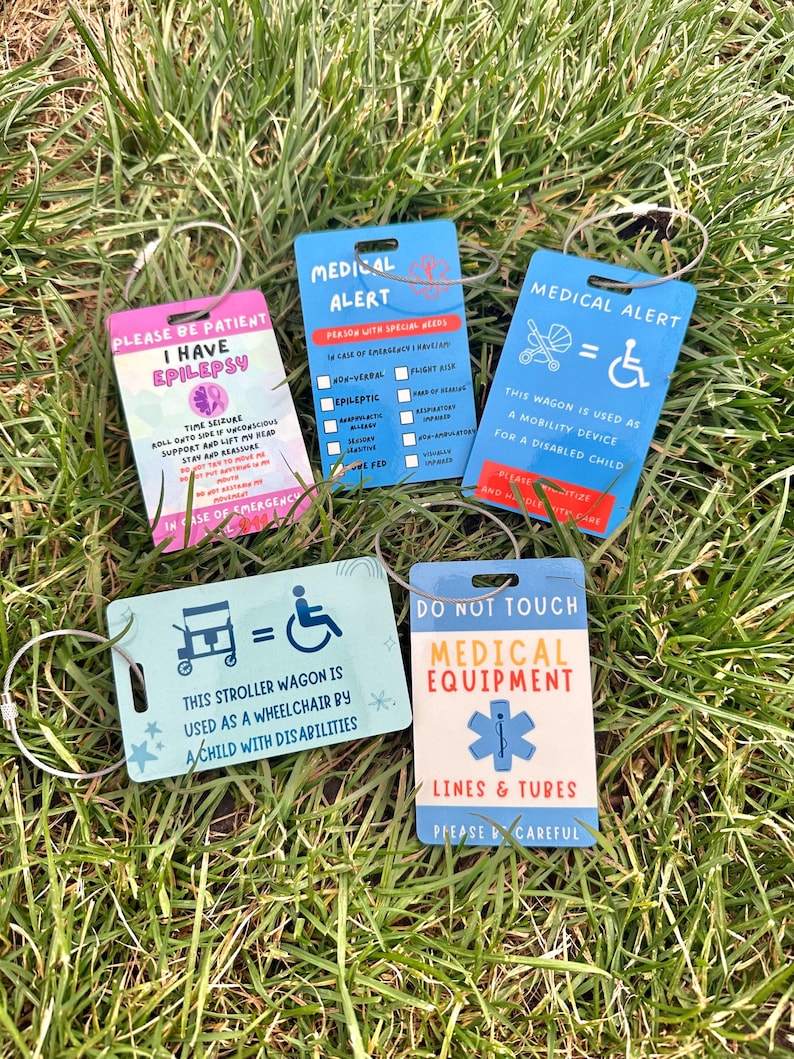 Medical ID Tag: Wheelchair, Oxygen, Feeding Tube, Stroller, Wagon ...