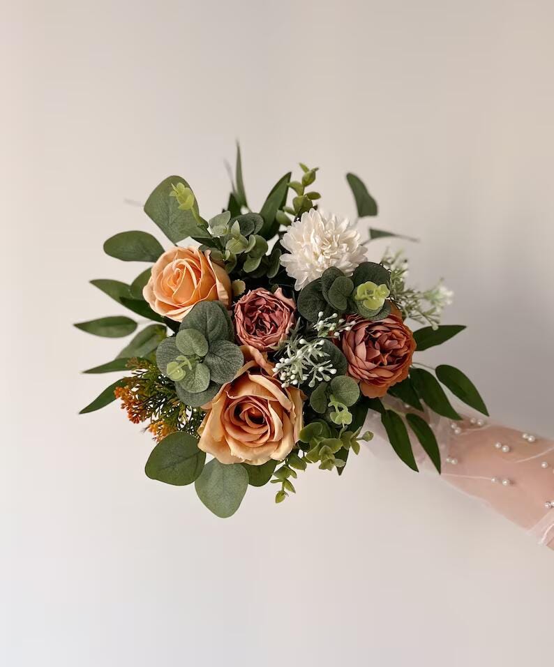 Rust Orange Wedding Bouquet, Terracotta Bridesmaids Bouquets, Rust ...