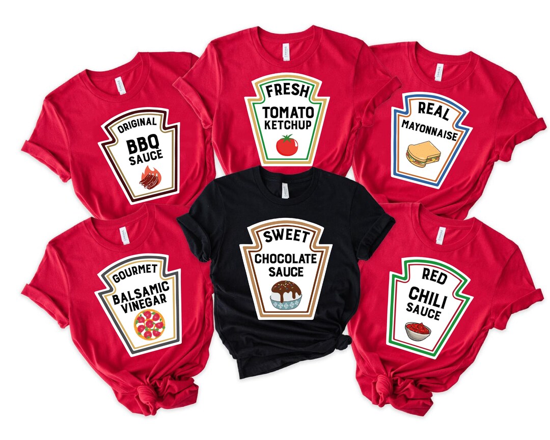 Group Condiments T-shirts, Matching Condiment Costume Party Shirt, 2024 ...