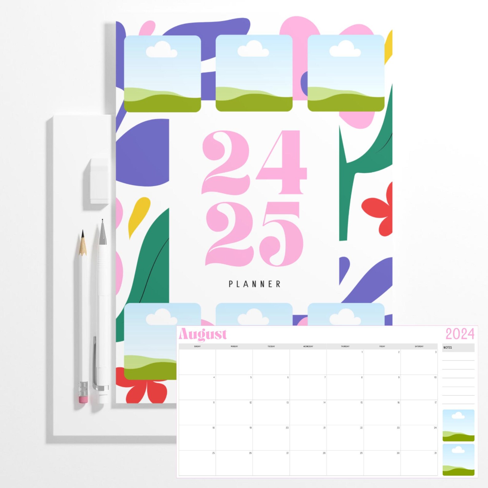 Custom Monthly Calendar View Planner 8.5 X 11 Mid Year Planner Floral ...