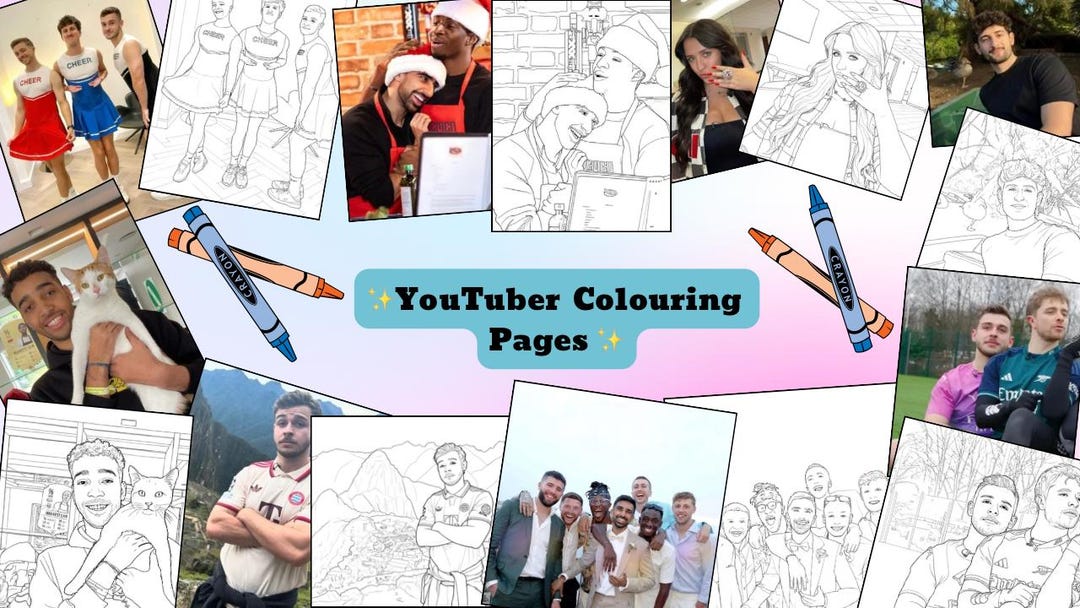 Youtuber/influencer Colouring Pages - for Birthdays, Special Occasions ...