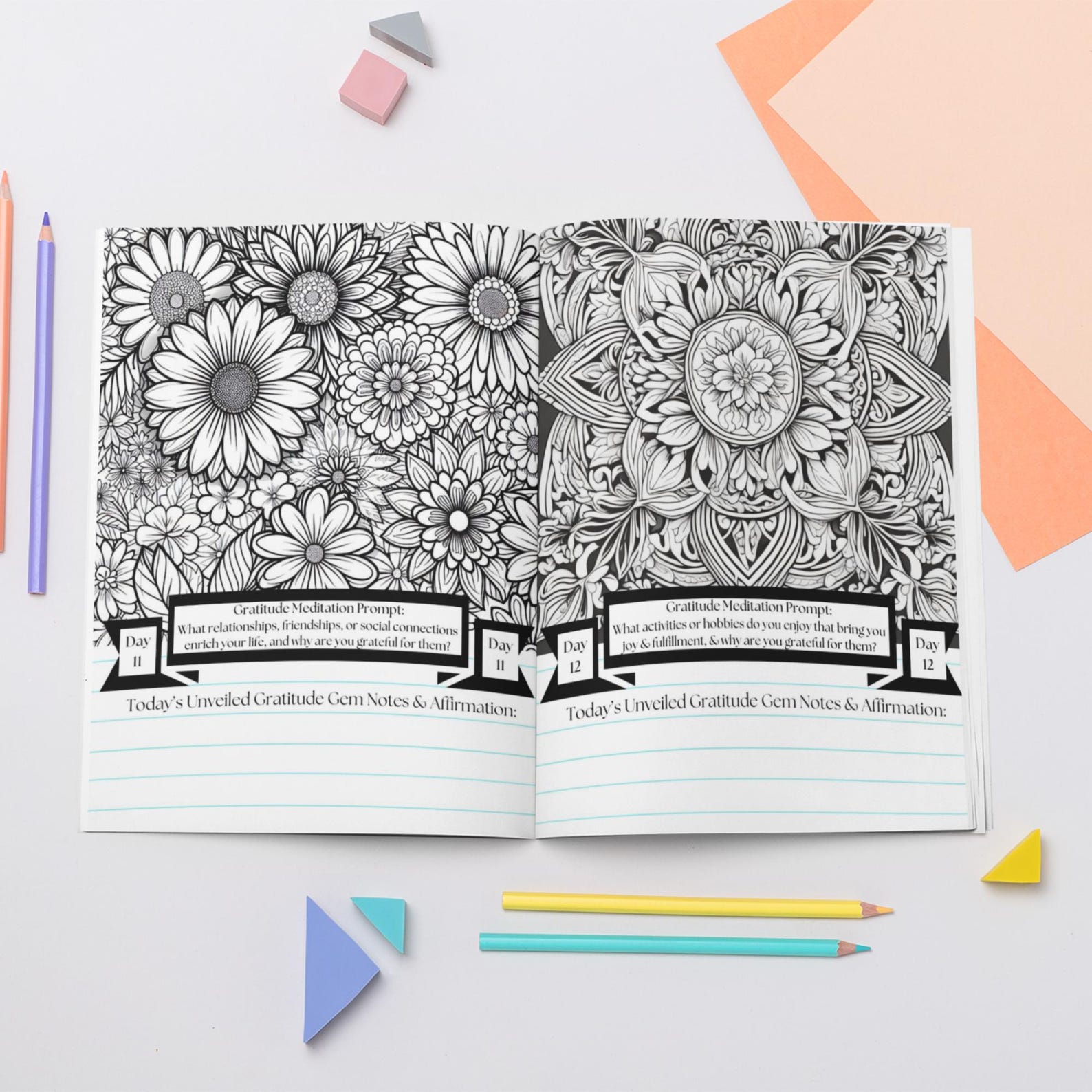 Gratitude Journal, Coloring Book, Adult Coloring Book, Meditation ...