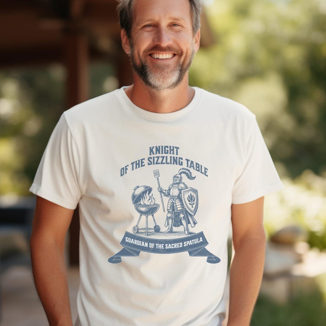 Knight of the Sizzling Table, Funny Mens Tshirt, Medieval Knight, Silly ...