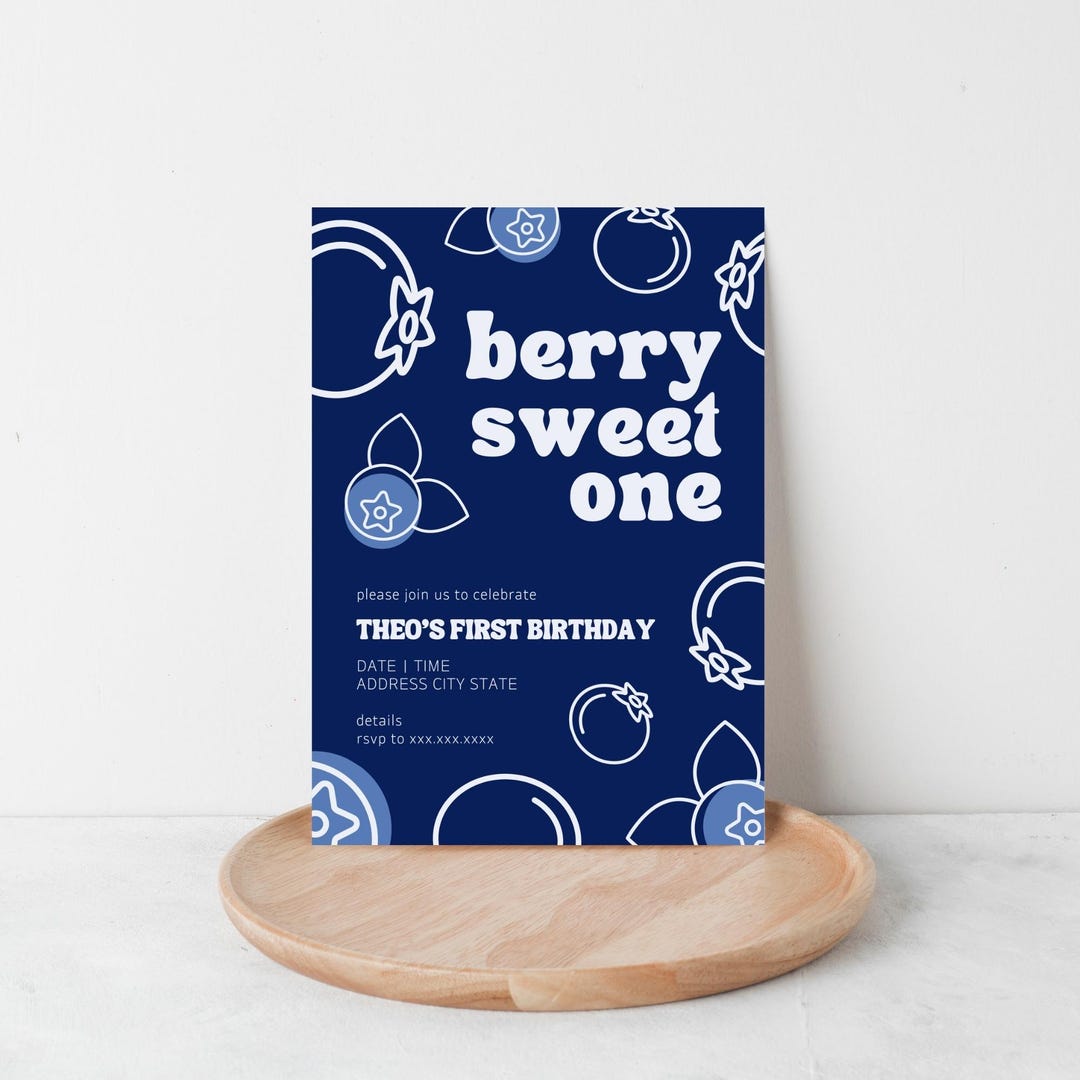 Berry Sweet One Birthday Invitation: Customizable Canva Template ...