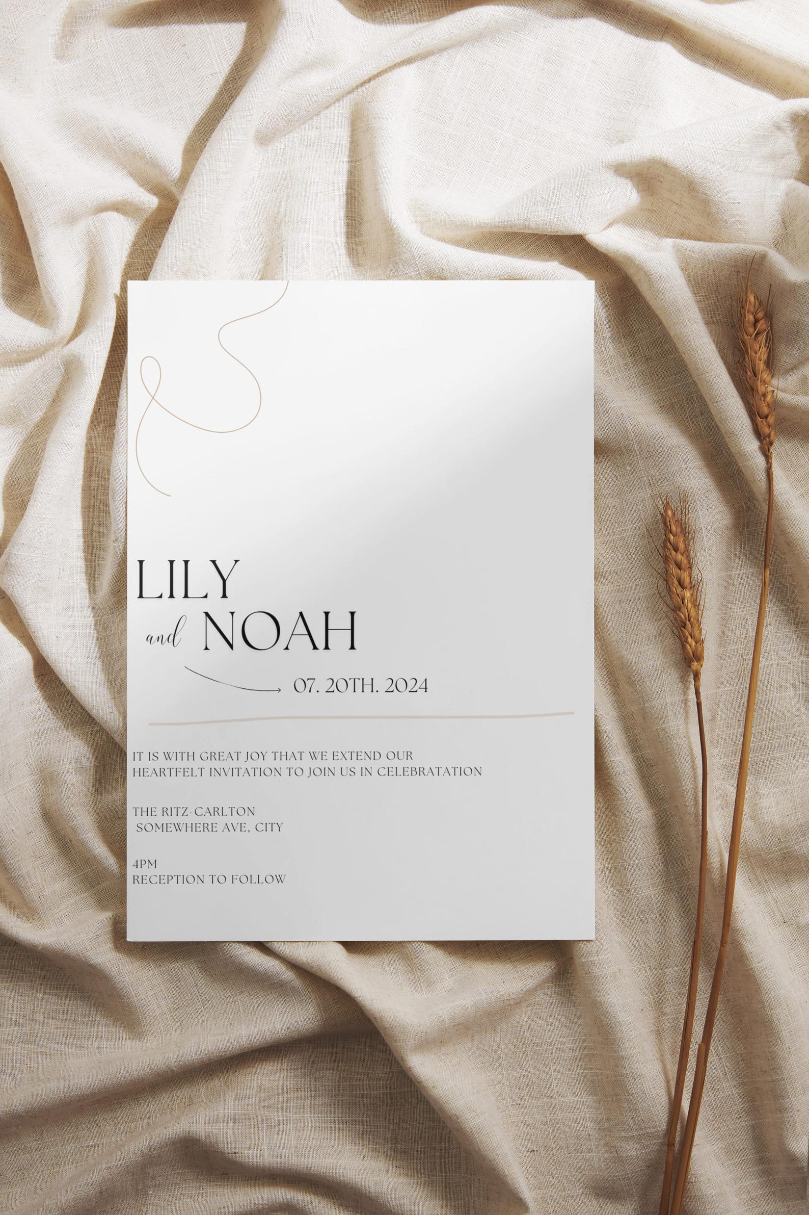 Minimalistic Wedding Invitation, Minimal Invite, Digital Download, PDF ...