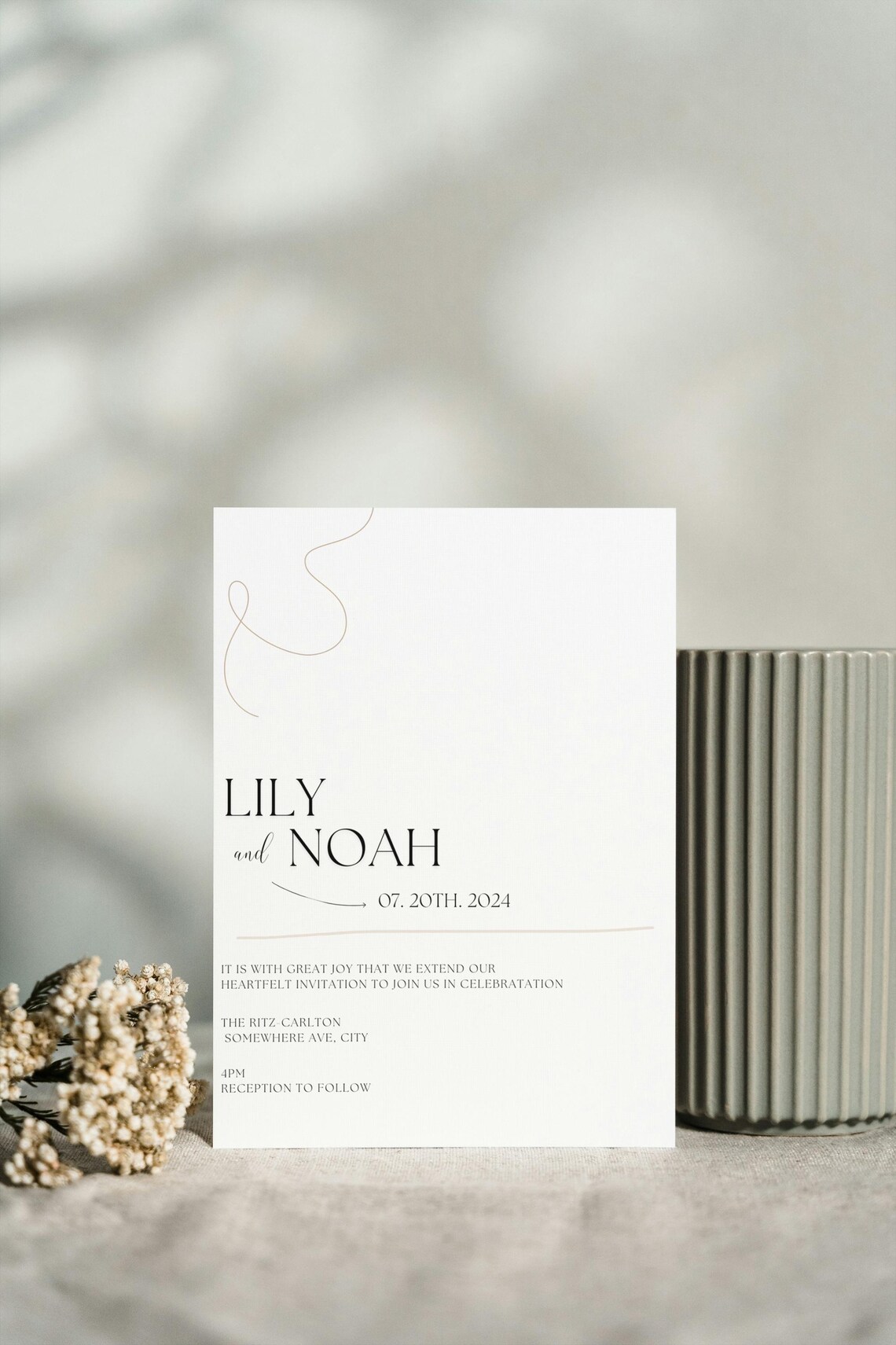 Minimalistic Wedding Invitation, Minimal Invite, Digital Download, PDF ...