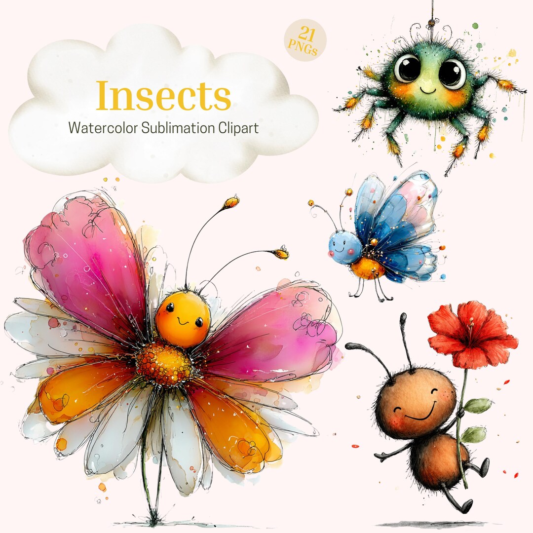 21 Cute Insect Friends PNG Bundle for Sublimation – Ladybug, Bee ...