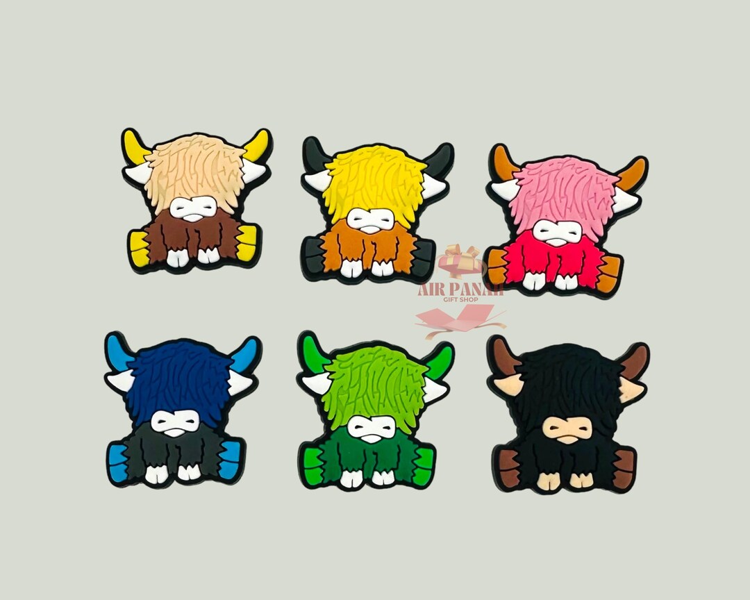 Highland Cow Croc Charms, Animal Croc Charms, Cute Cow Shoe Charms ...