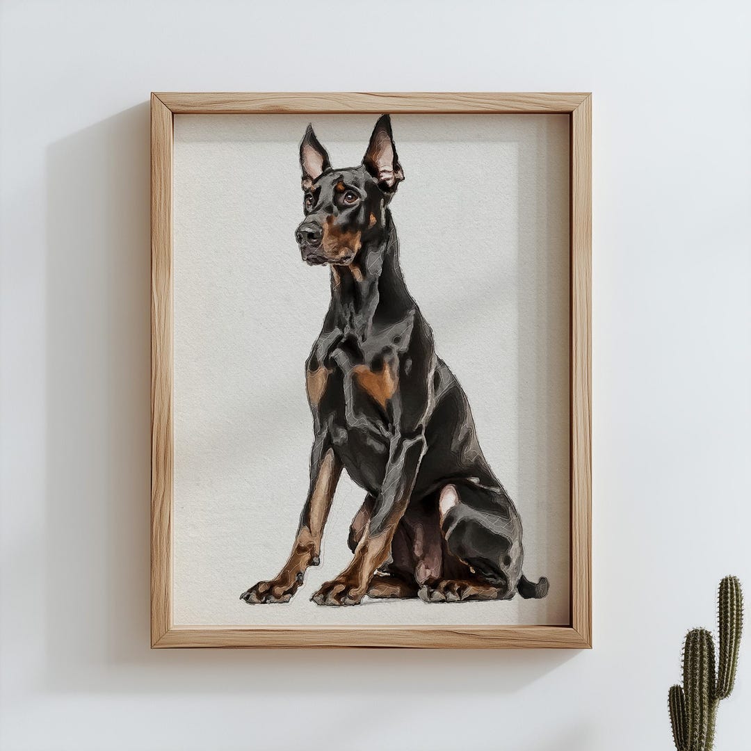 Custom Doberman Dog Portrait, Custom Pet Portrait, Pet Painting, Pet ...