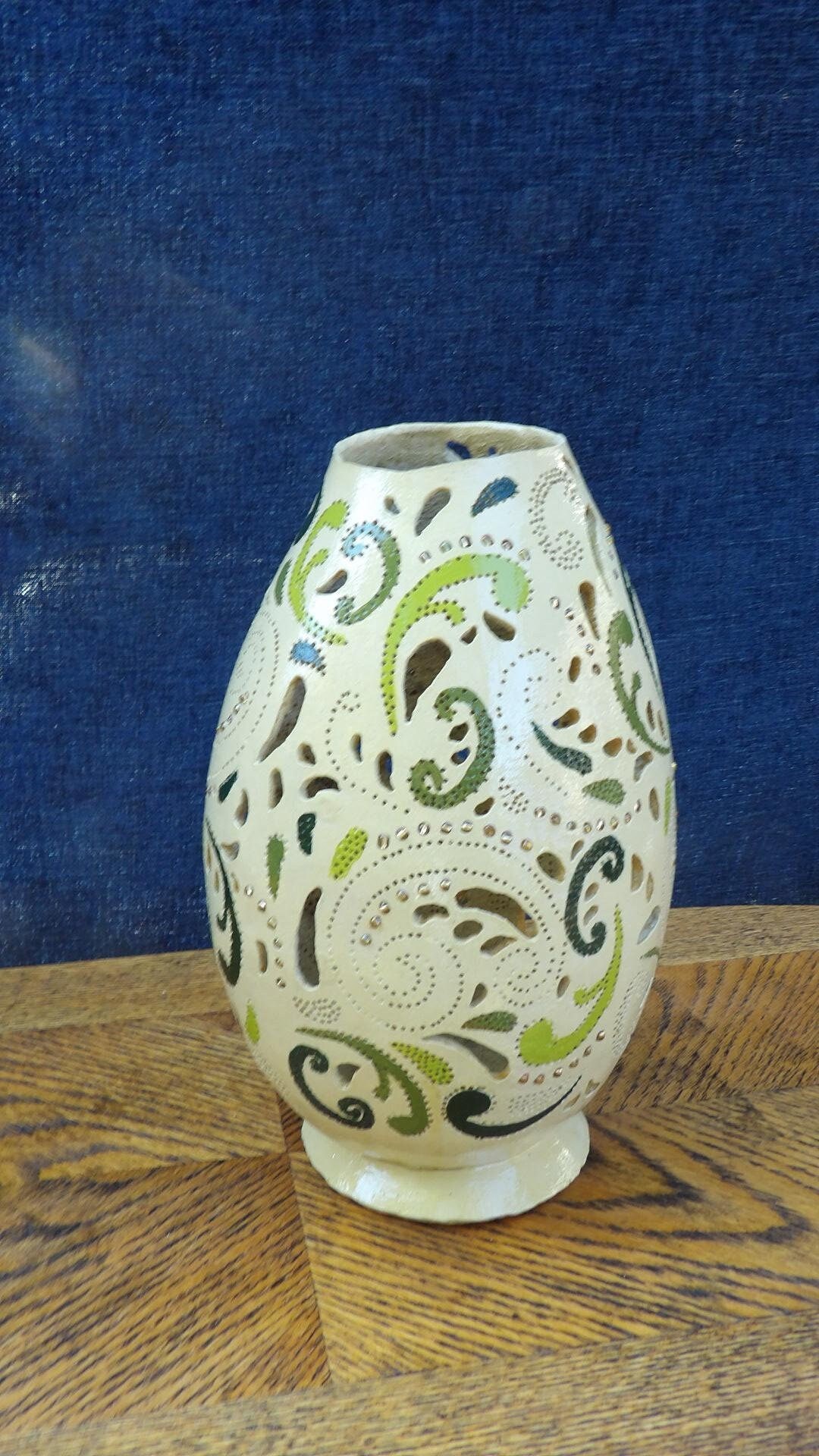 Beige Gourd Vase, Green Gourd Vase, Handmade Gourd Vase, Handcarved ...
