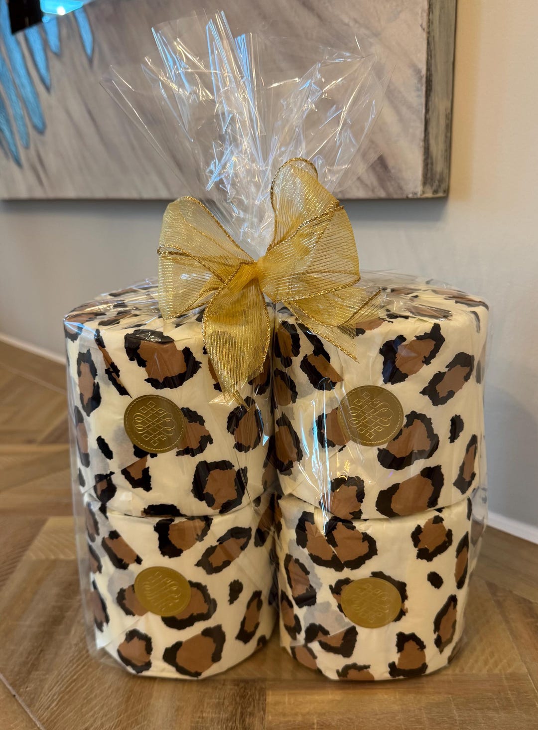 Safari Chic Leopard Animal Print Wrapped Bathroom Toilet Paper Gift Set ...