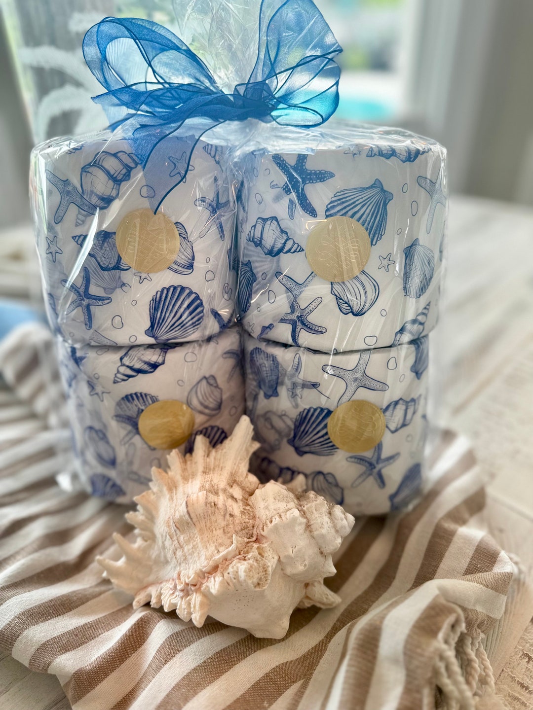 Elegant Seashell Bathroom Tissue Gift Set - Etsy