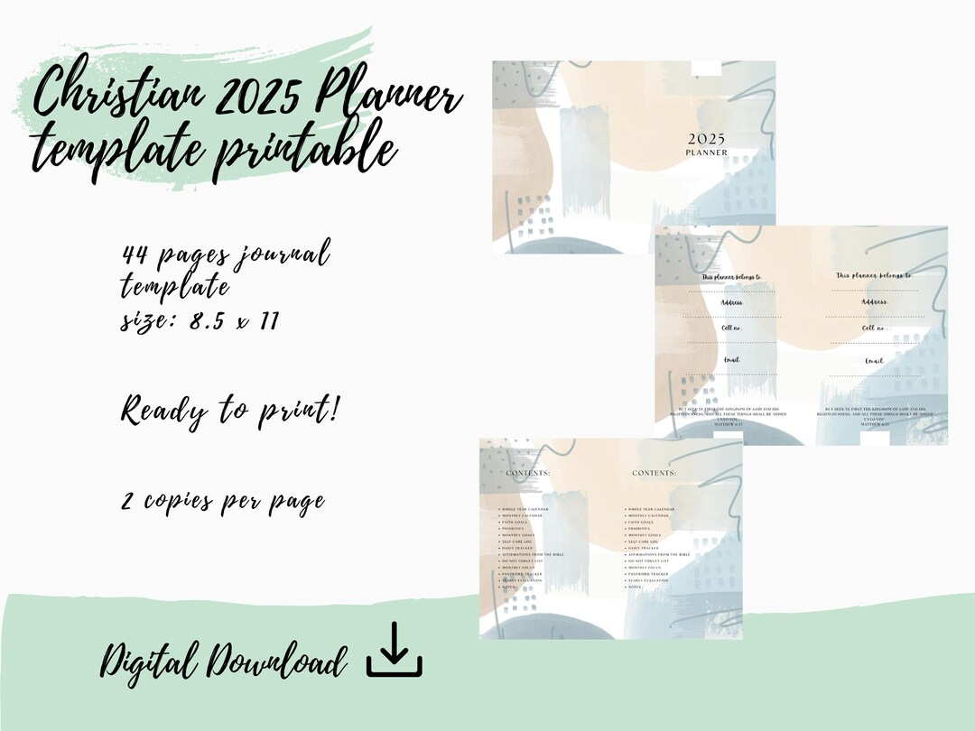 Christian 2025 Planner Letter Size Printable Template - Etsy