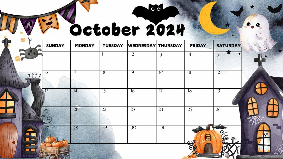 Halloween Calendar (editable, Printable) - Etsy