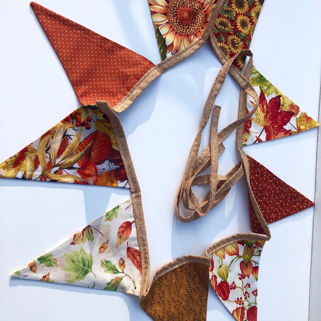 FALL AUTUMN BANNER Flags Garland- Acorns Leaves- Autumn Leaves- Yellow ...