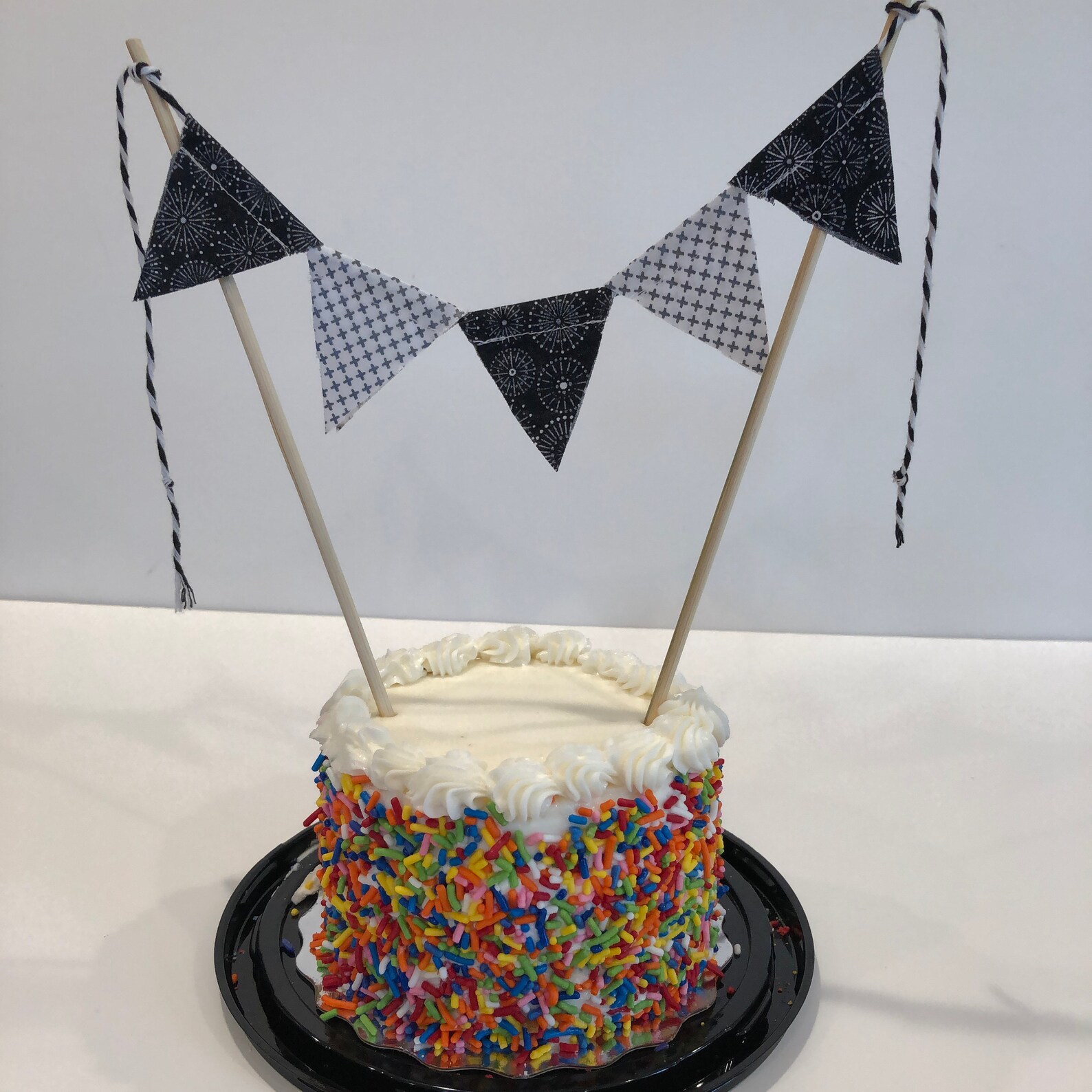 BLACK and WHITE Cake BANNER- Anniversary New Year Any Day Celebration ...