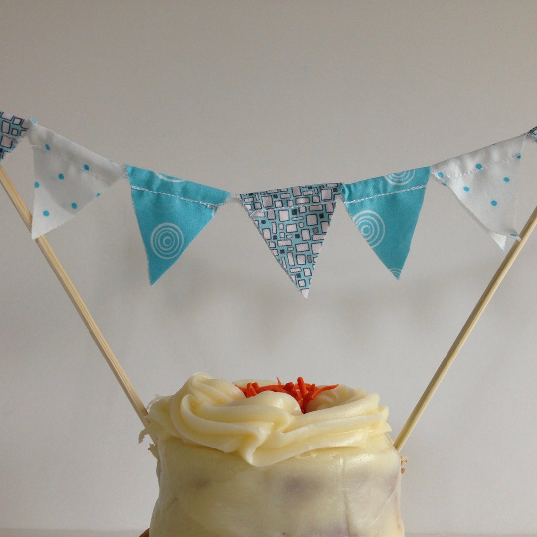 CAKE TOPPER BOY blue Fabric Boy Birthday Cake Banner Garlandbaby Boy ...