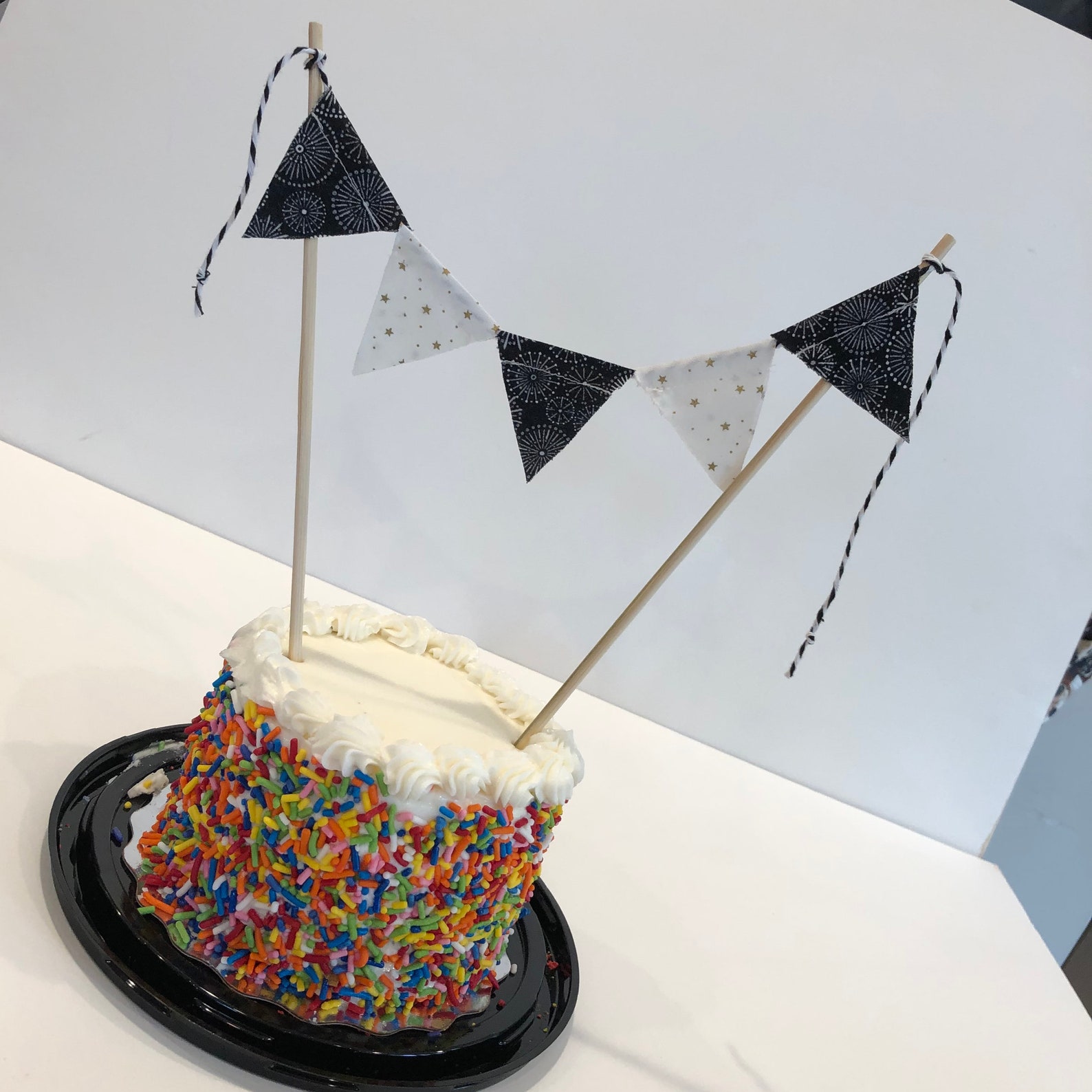 BLACK and WHITE Cake BANNER- Anniversary New Year Any Day Celebration ...