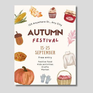 Beautiful Fall Festival Invitation Flyer Autumn Party Pumpkin Church ...