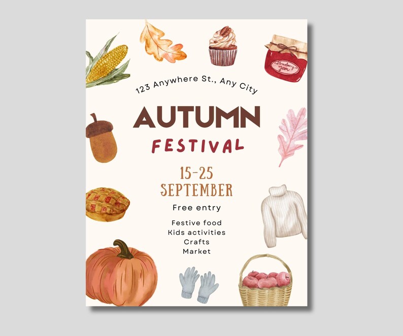 Beautiful Fall Festival Invitation Flyer Autumn Party Pumpkin Church ...