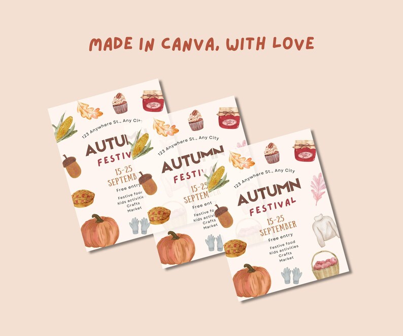 Beautiful Fall Festival Invitation Flyer Autumn Party Pumpkin Church ...