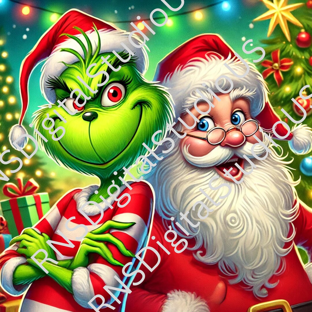 Grinch and Santa Christmas PNG Design for Tshirts Totes Bags Mugs Cups ...