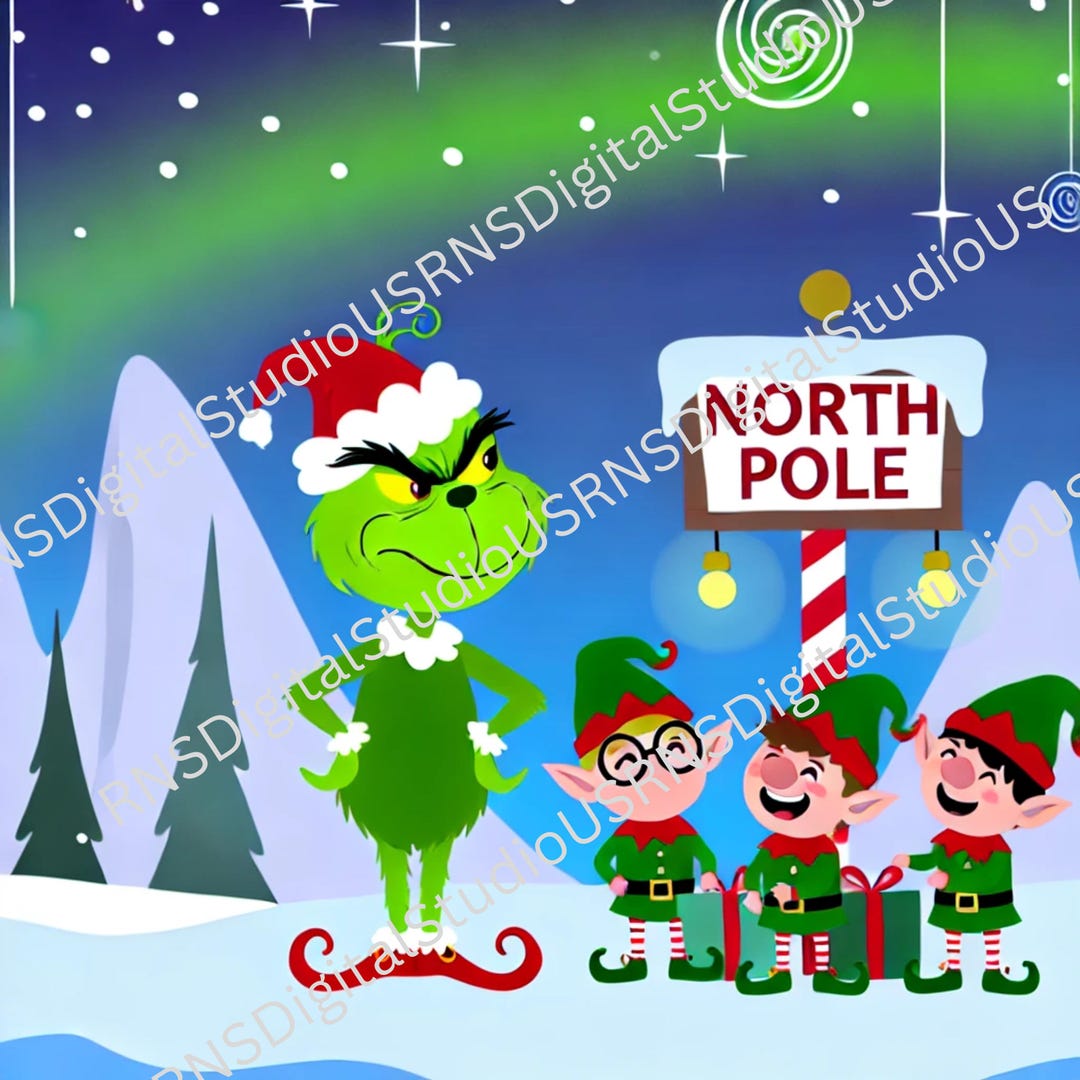 Grinch and Christmas Elves at the North Pole PNG Picture Scene - Etsy