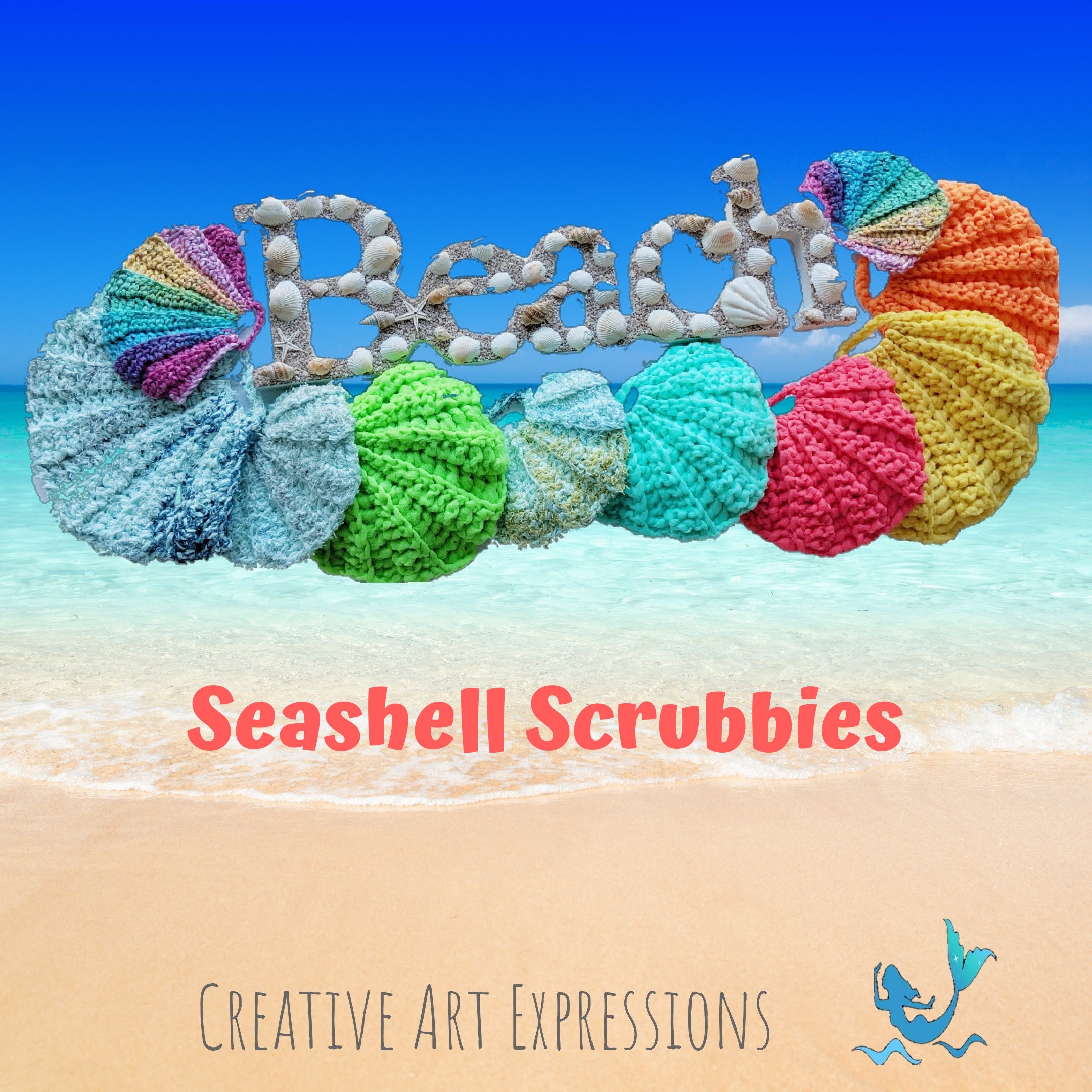 Seashell Scrubby Crochet Pattern, Bath Scrubby, Kitchen Scrubby, Tulle ...