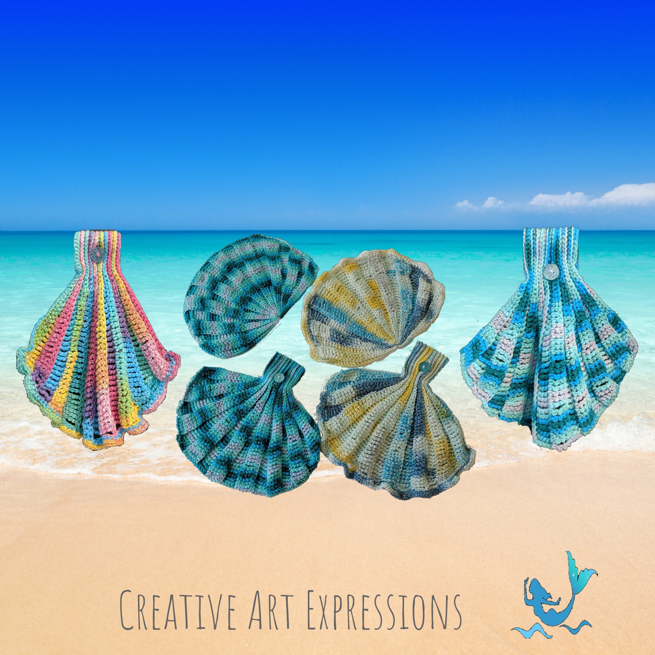 Seashell Towel Collection Crochet Pattern, Seashell Hanging Towel ...