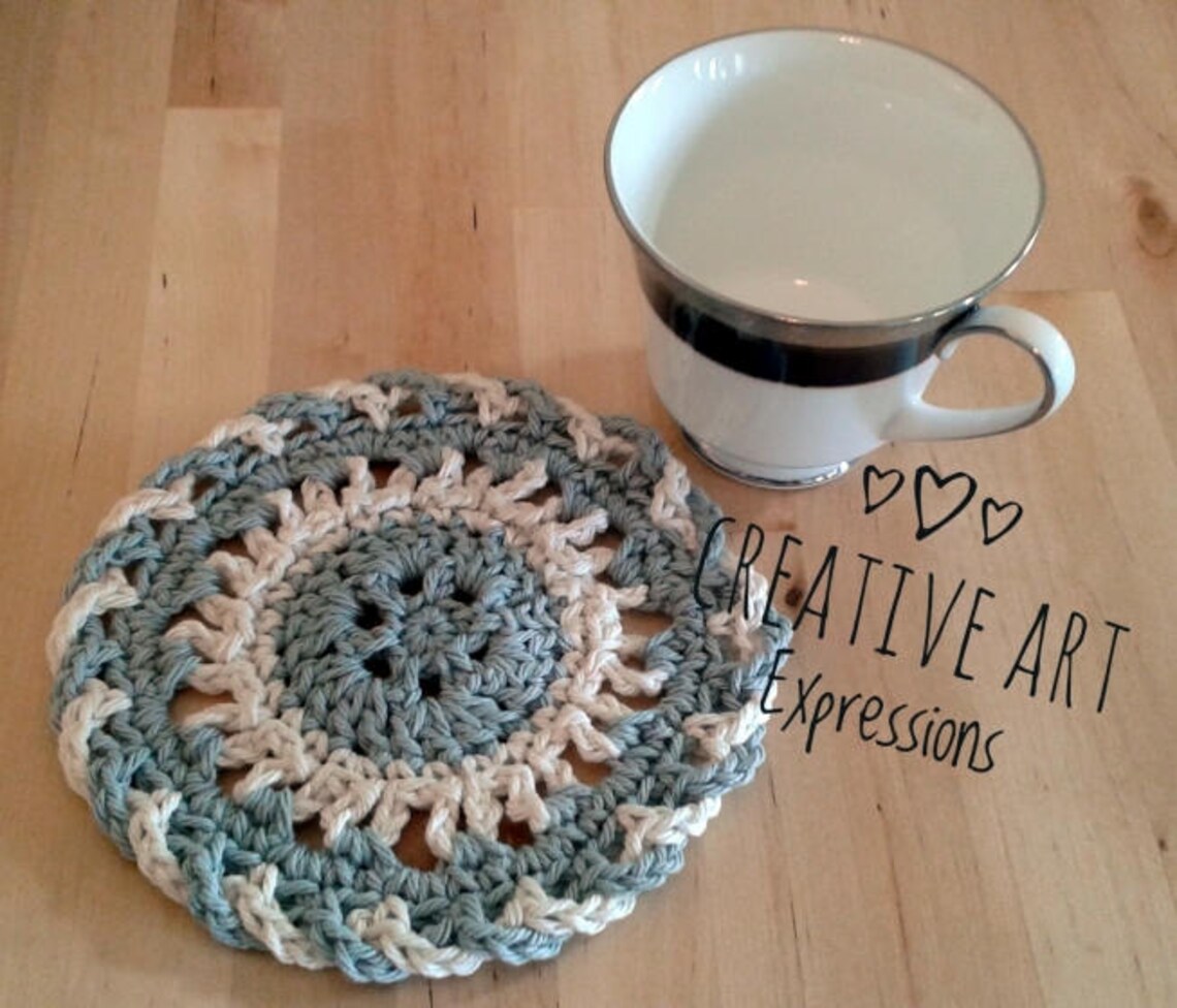 Round Place Mat Set Crochet Pattern Crocheted Coaster - Etsy
