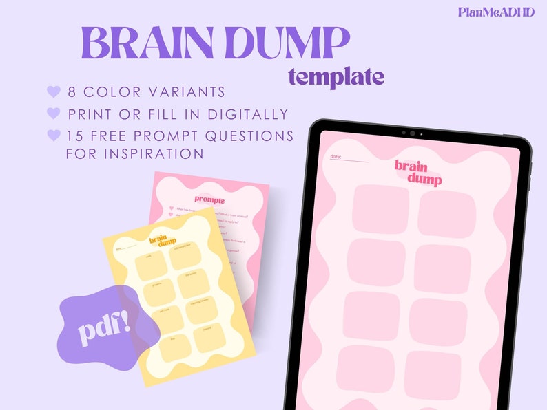 Brain Dump Printable Template | PDF Digital Download for Mental Clarity ...