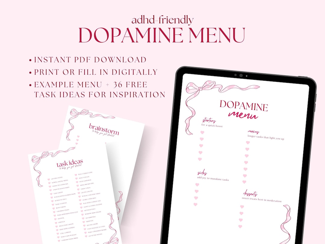 Dopamine Menu Template for Daily Motivation and Productivity | Printable Digital Download | ADHD ...
