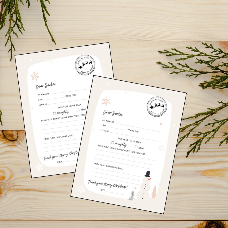Printable Letter to Santa, Simple Santa Letter, Dear Santa, Kids Santa ...