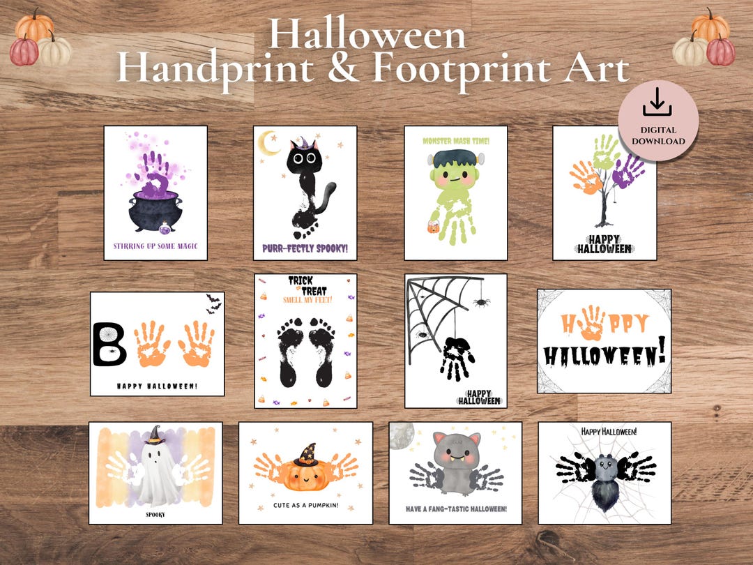 12 Halloween Handprint Craft Bundle, Halloween Craft Kids, Halloween ...