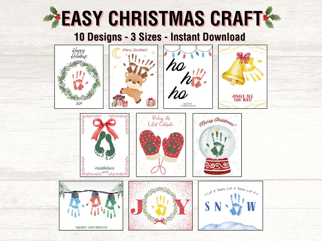 Christmas Handprint Art Bundle Printable, Handprint Craft, Christmas ...
