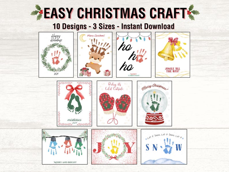 Christmas Handprint Art Bundle Printable, Handprint Craft, Christmas ...