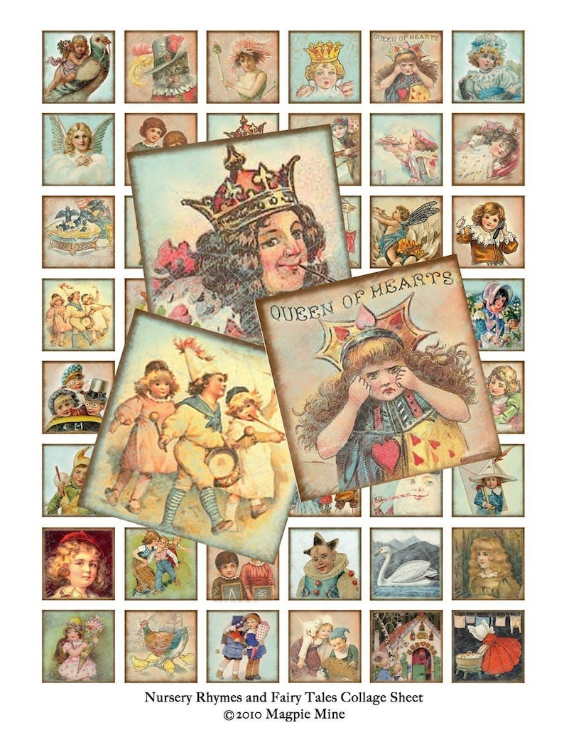 Nursery Rhymes and Fairy Tales Collage Sheet One Inch - Etsy