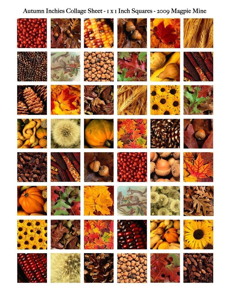 Autumn Inchies Instant Digital Download - Collage Sheet - 1 X 1 Inch ...
