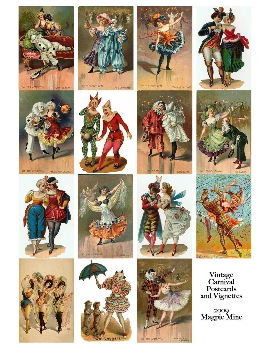 Carnival Postcards Instant Download - Carnevale - Festive Romantic ...