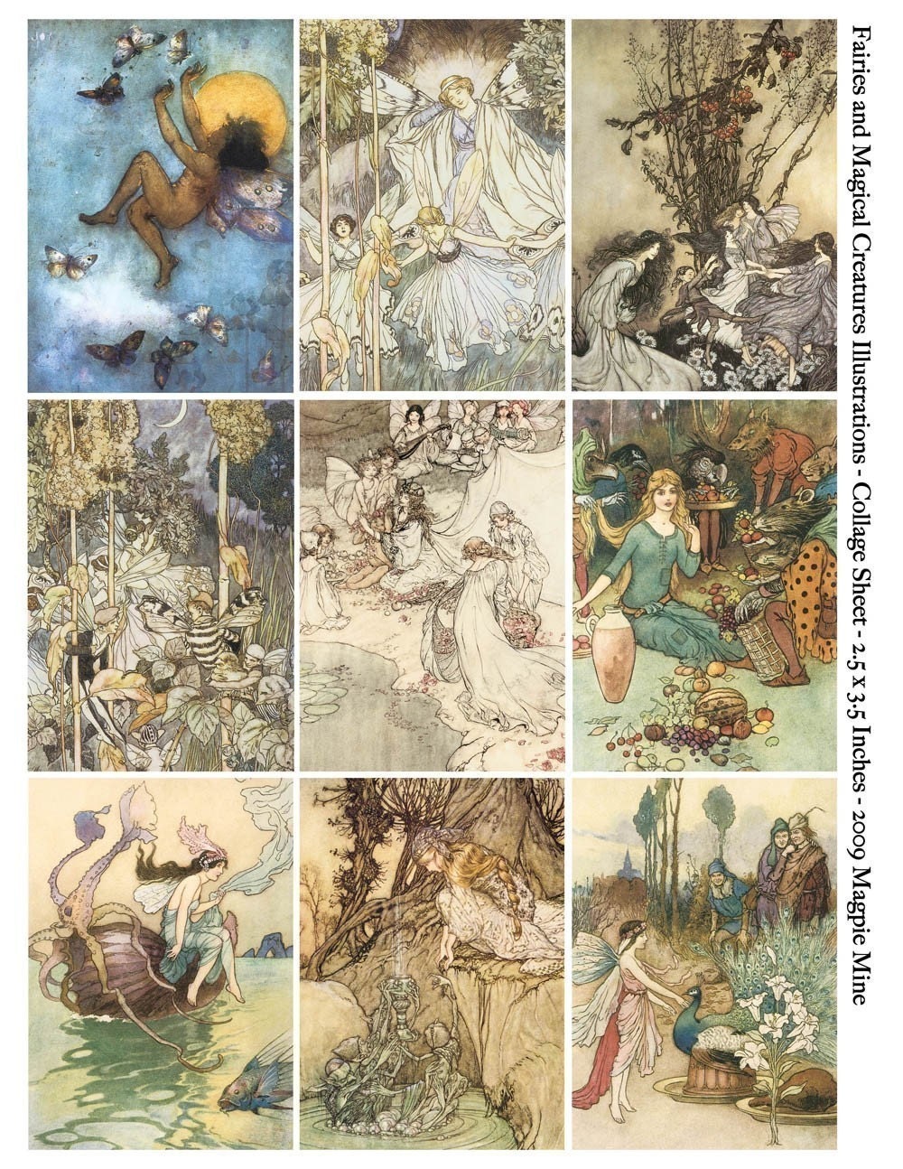 Fairies and Magical Creatures Collage Sheet 2.5 X 3.5 - Etsy