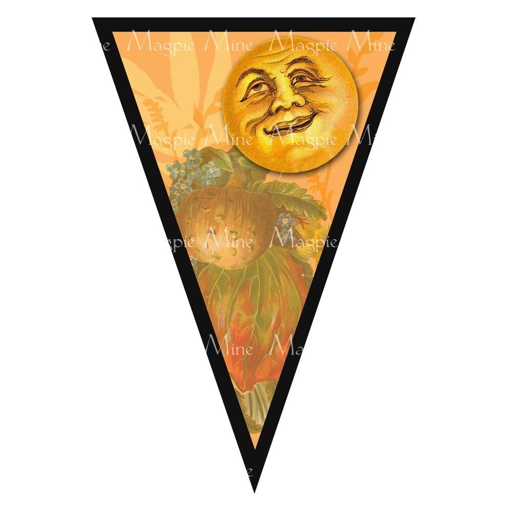 Halloween Banner Printable Collage Sheet 5 Triangle Flags Digital ...