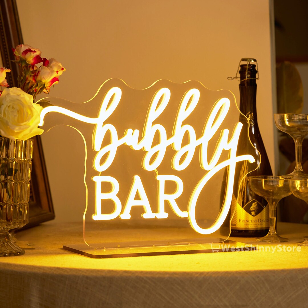 Bubbly Bar Neon Sign | Custom LED Bar Sign for Wedding | Wedding Table ...