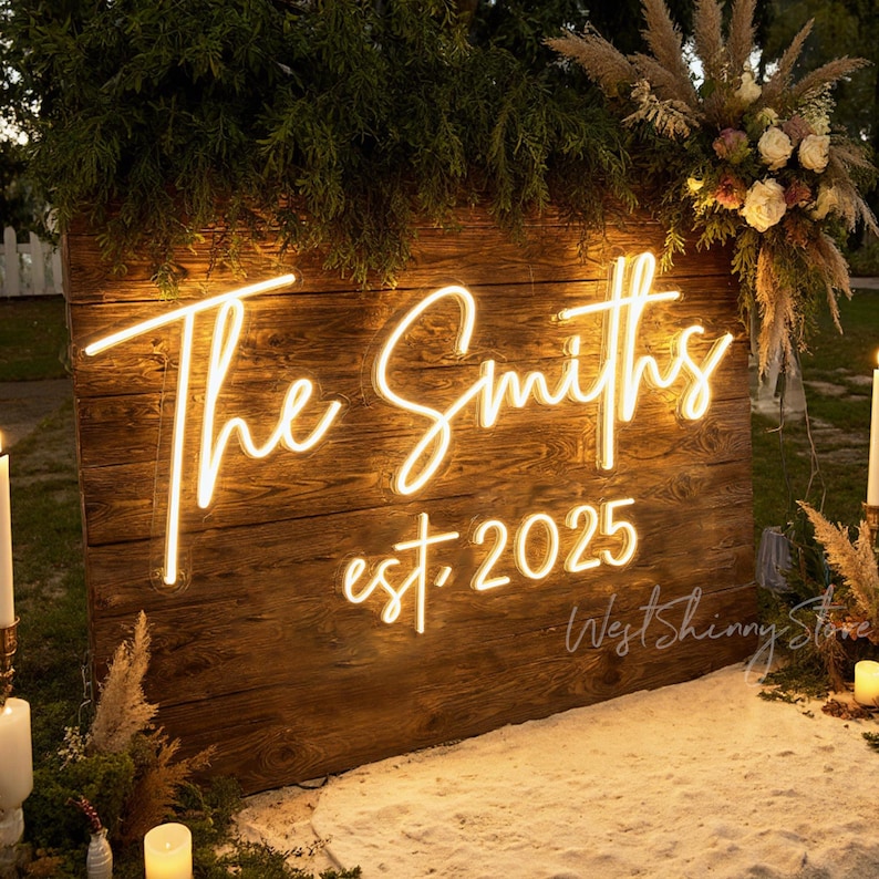 Custom Wedding Name Neon Sign, Modern Wedding Sign, Engagement Party ...