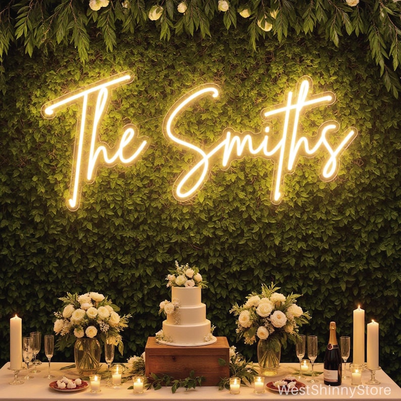 Custom Wedding Neon Sign: Personalized Last Name LED Backdrop - Etsy