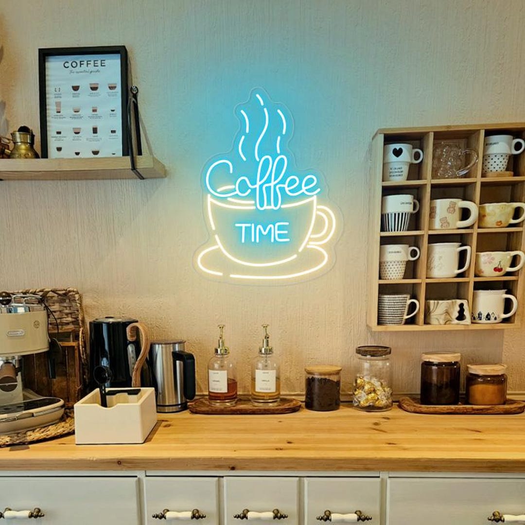 Coffee Neon Art Sign, Coffee Time Sign, Cafe Bar Decor, Shop Wall Decor ...