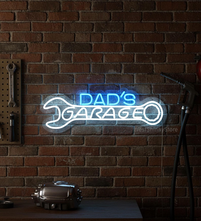 Personalized Garage Neon Sign for Dad, Custom LED Man Cave Light ...