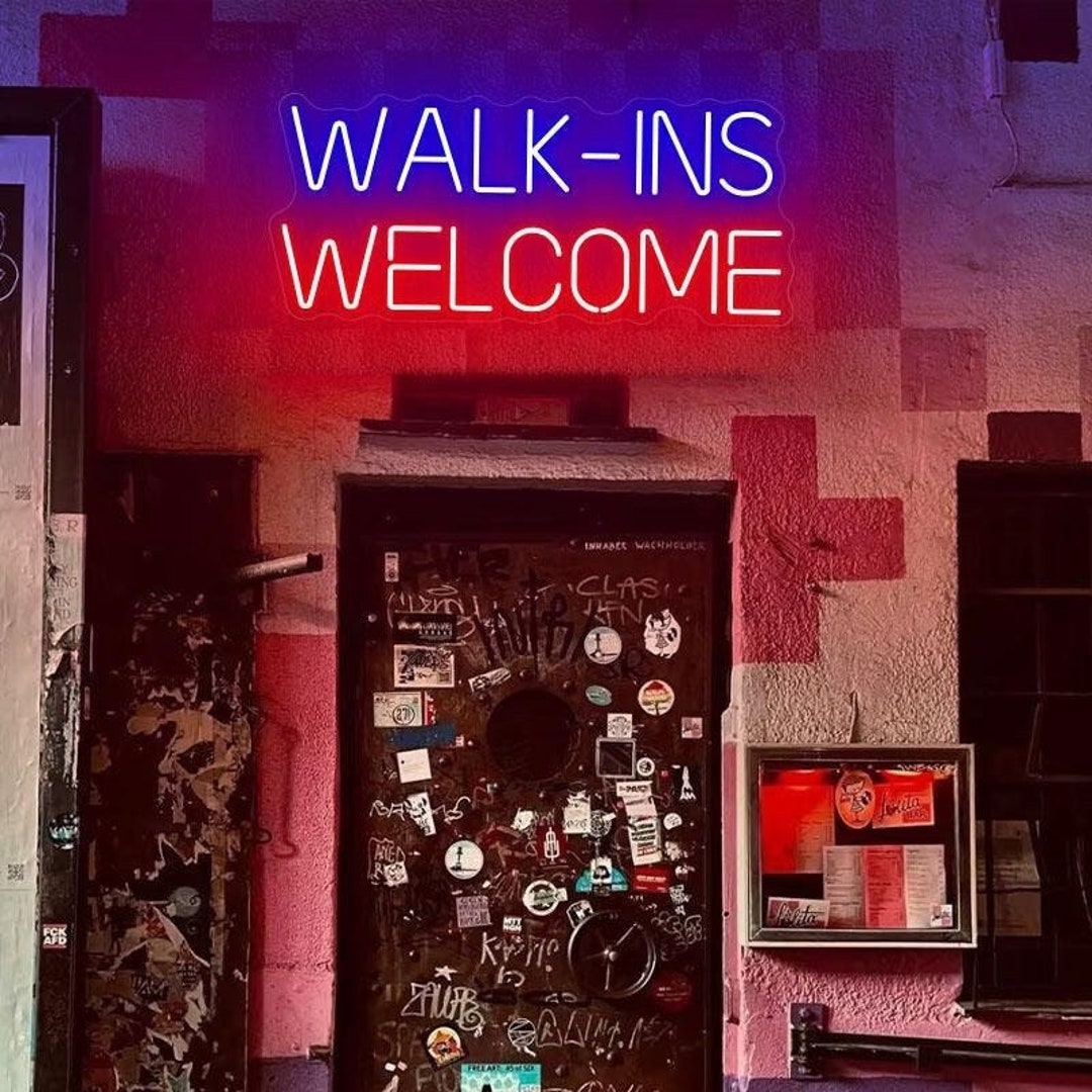 Walk-ins Welcome Sign, Walk-in Sign Decor, Neon Business Sign, Open ...